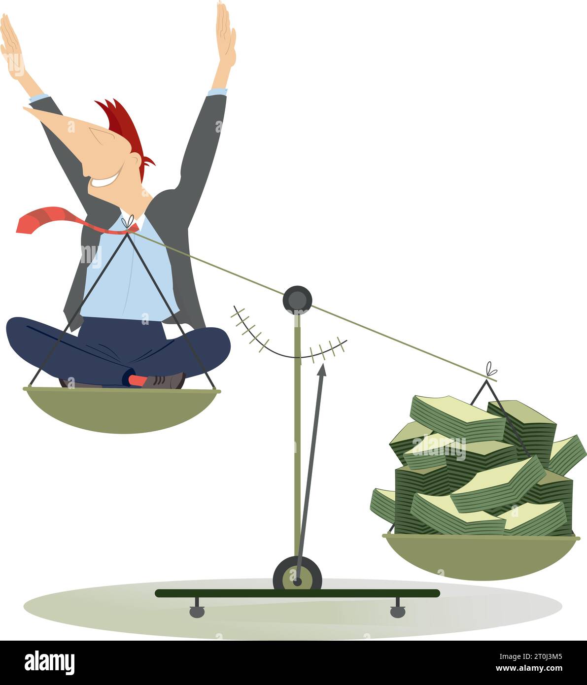 Businessman. Scales. Success. Money. Happy businessman sitting on the ...