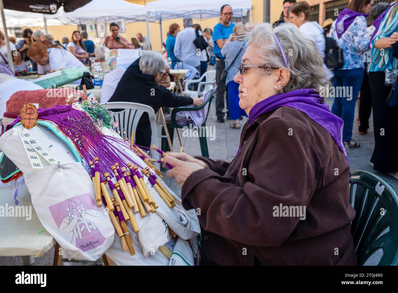 San Sebastian de los Reyes, Madrid, October 07, 2023. Bobbin lace ...