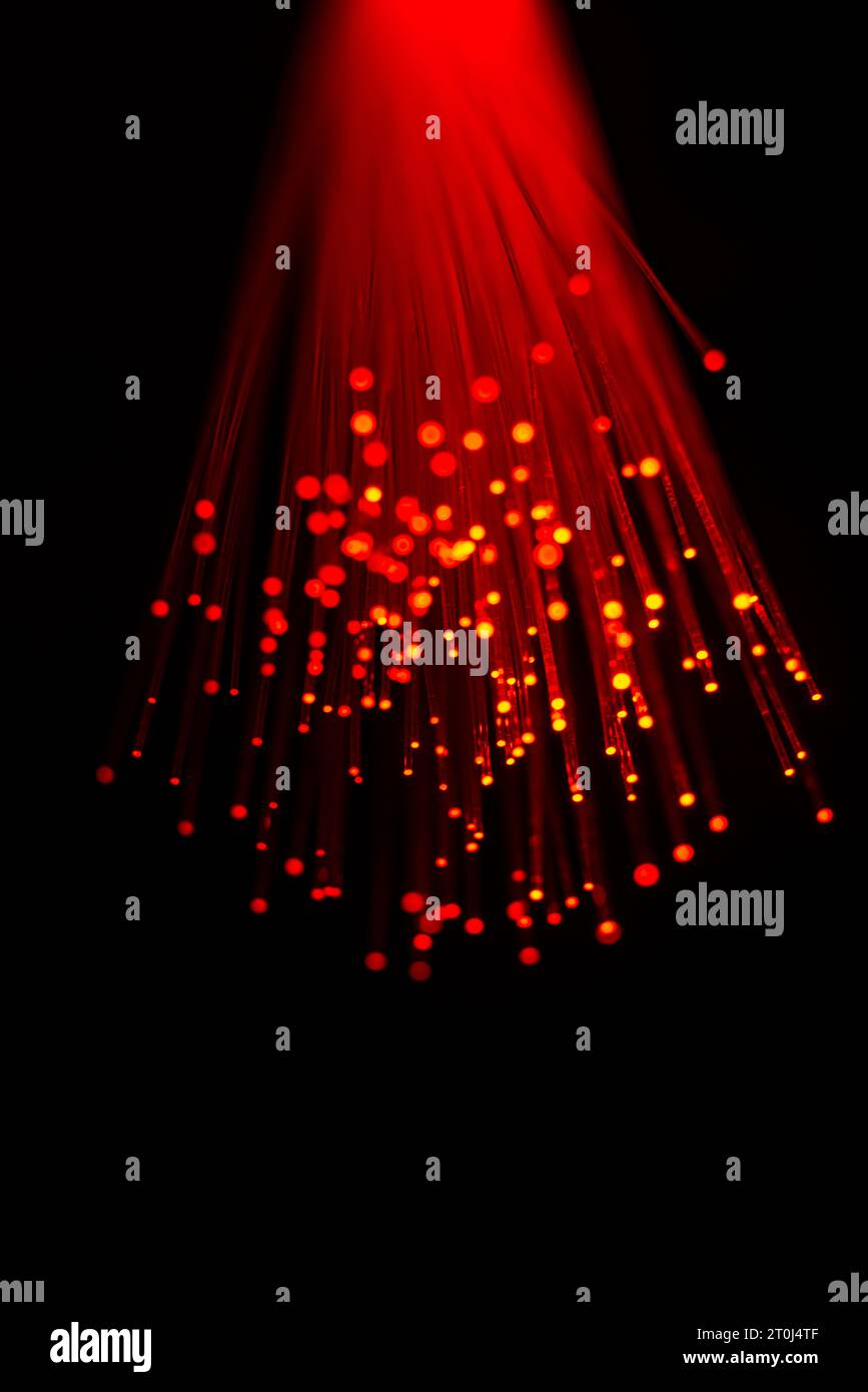 Red light through optic cable Stock Photo - Alamy