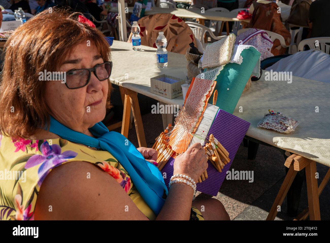 San Sebastian de los Reyes, Madrid, October 07, 2023. Bobbin lace ...