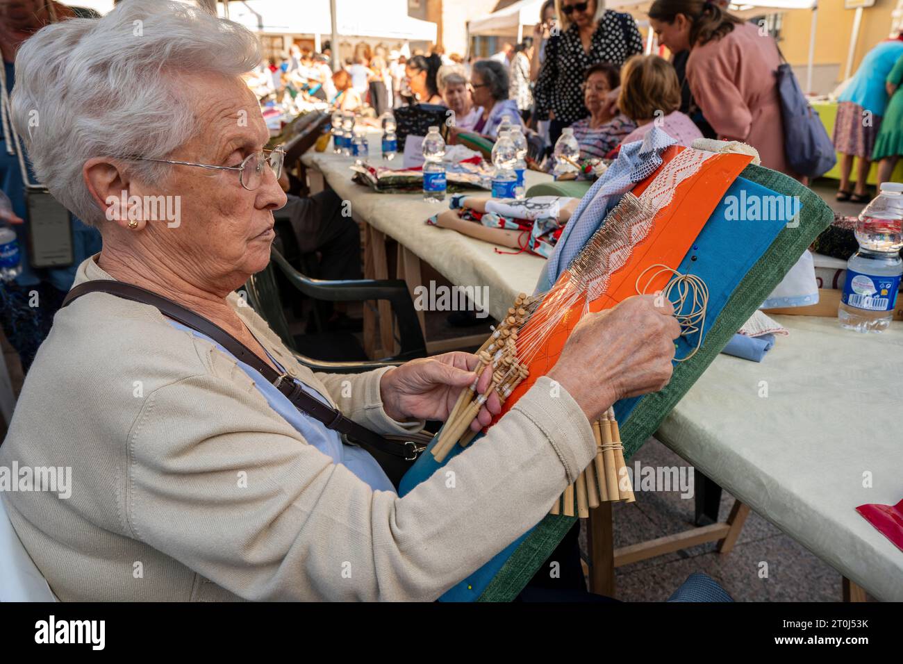 San Sebastian de los Reyes, Madrid, October 07, 2023. Bobbin lace ...