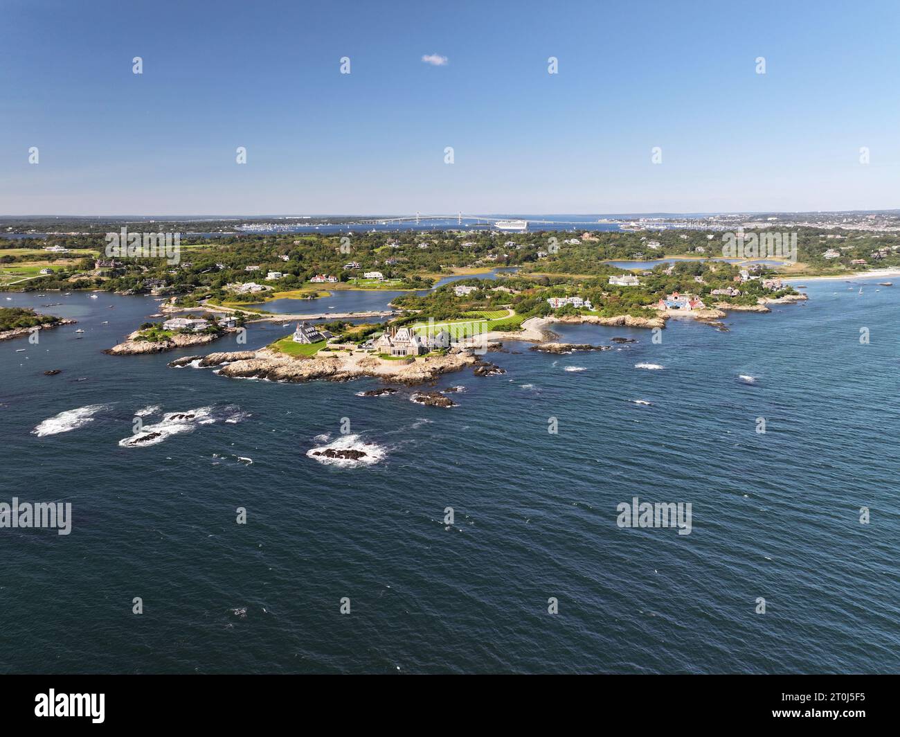 Aerial view of Rhode Island Ocean coast Stock Photo - Alamy