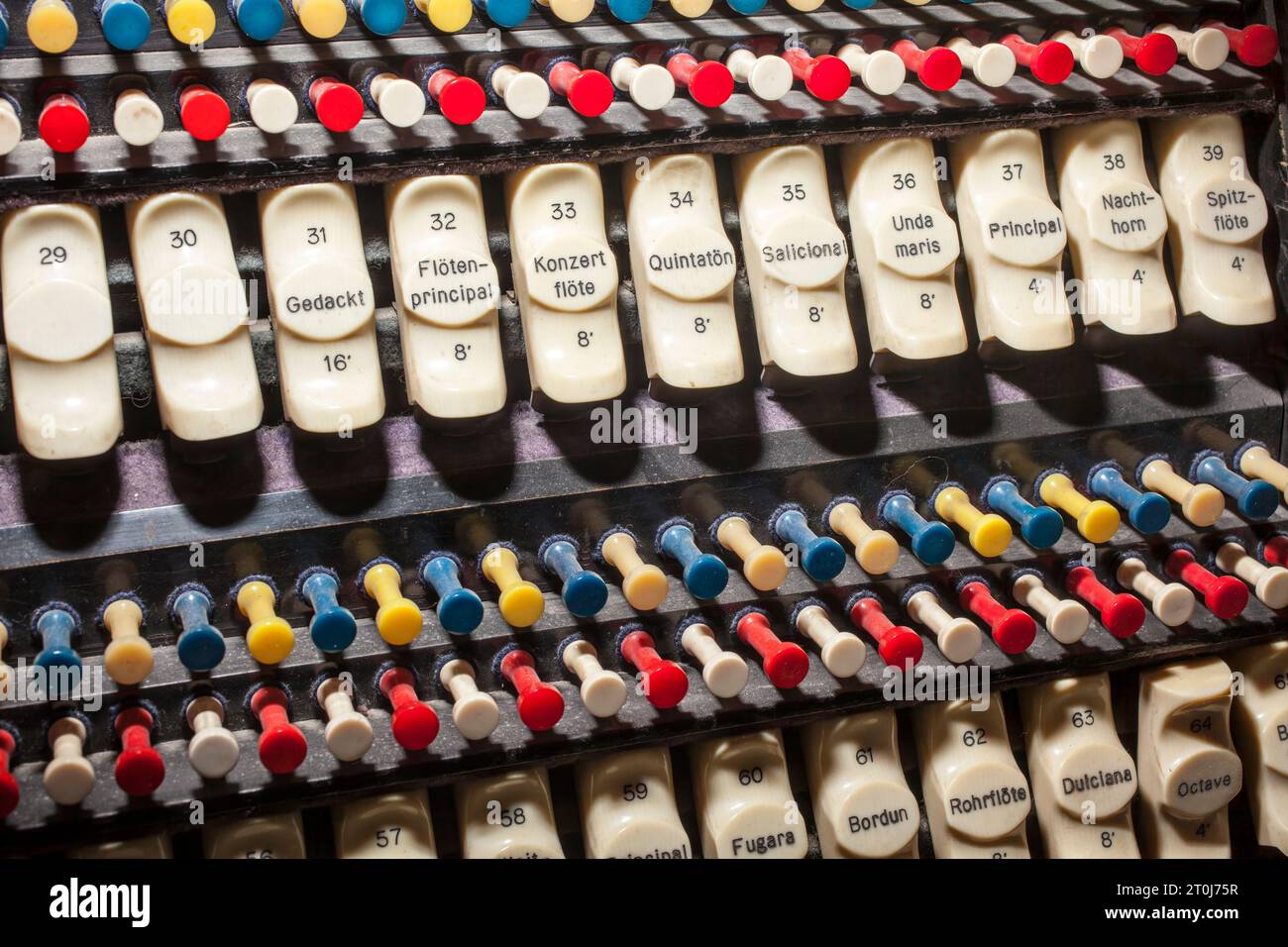 Detail of the console keydesk of an electric-action pipe organ by E. F ...