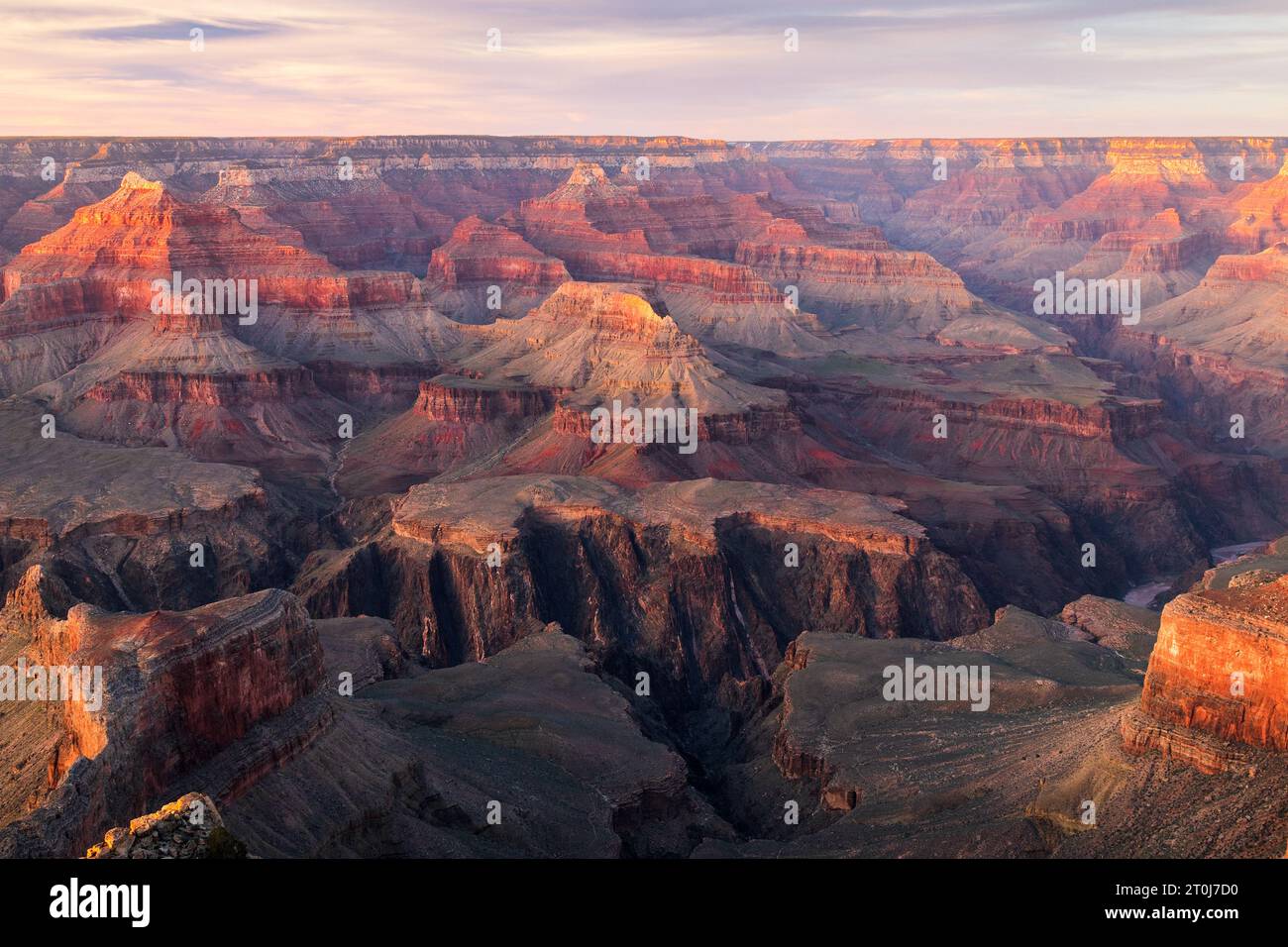 Stunning colorful view of layered rock from the rim of Grand Canyon ...