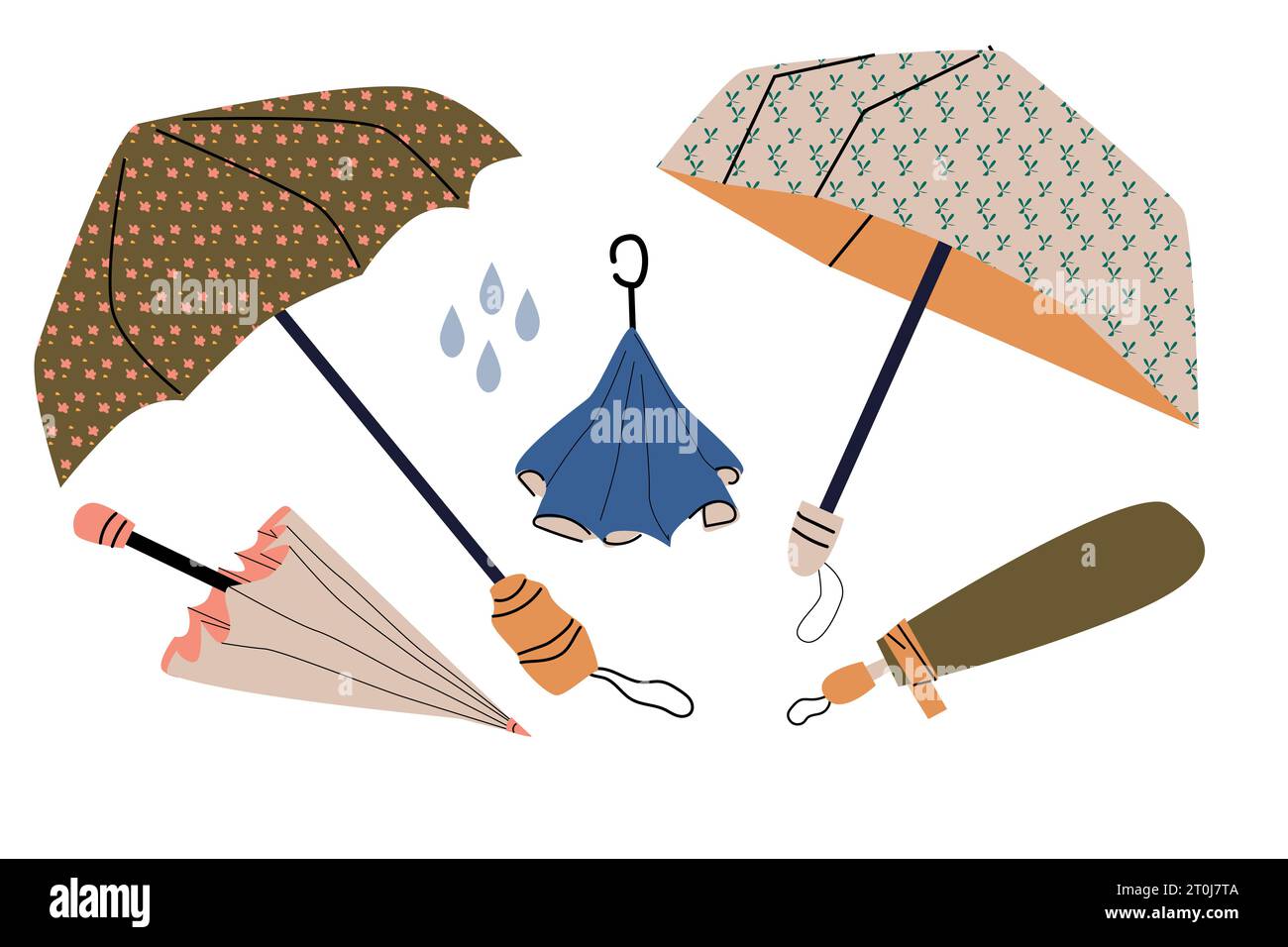 Set of classic umbrellas in varios positions Stock Vector Image & Art - Alamy