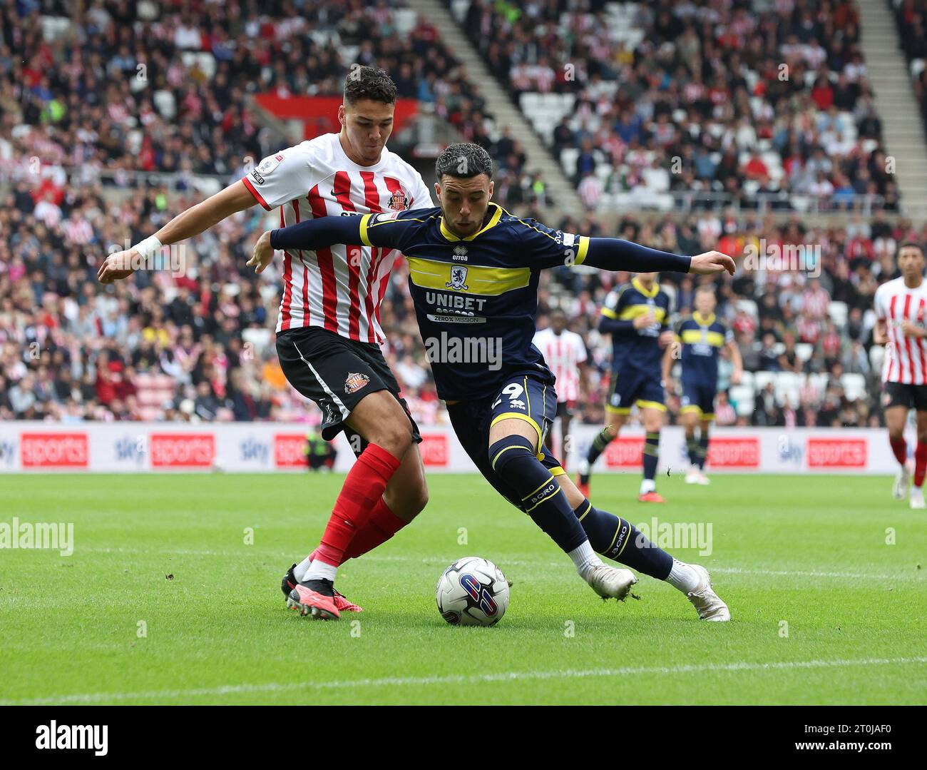 Sunderland, UK. 07th Oct, 2023. Sam Greenwood of Middlesbrough in ...