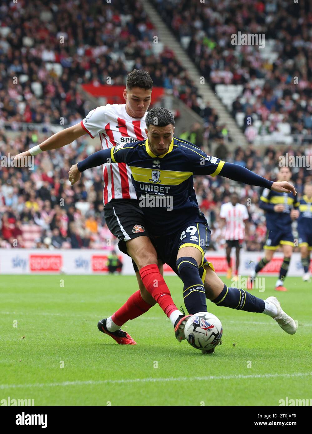 Sunderland, UK. 07th Oct, 2023. Sam Greenwood of Middlesbrough in ...