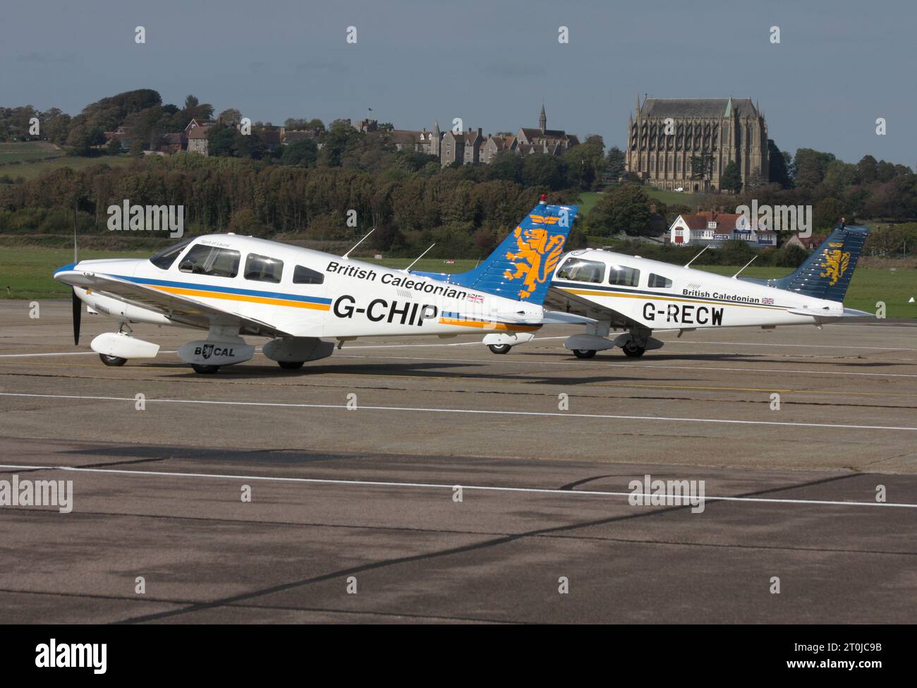 A pair of PIper Pa-28 Cherokees in varying era British Caledonian ...