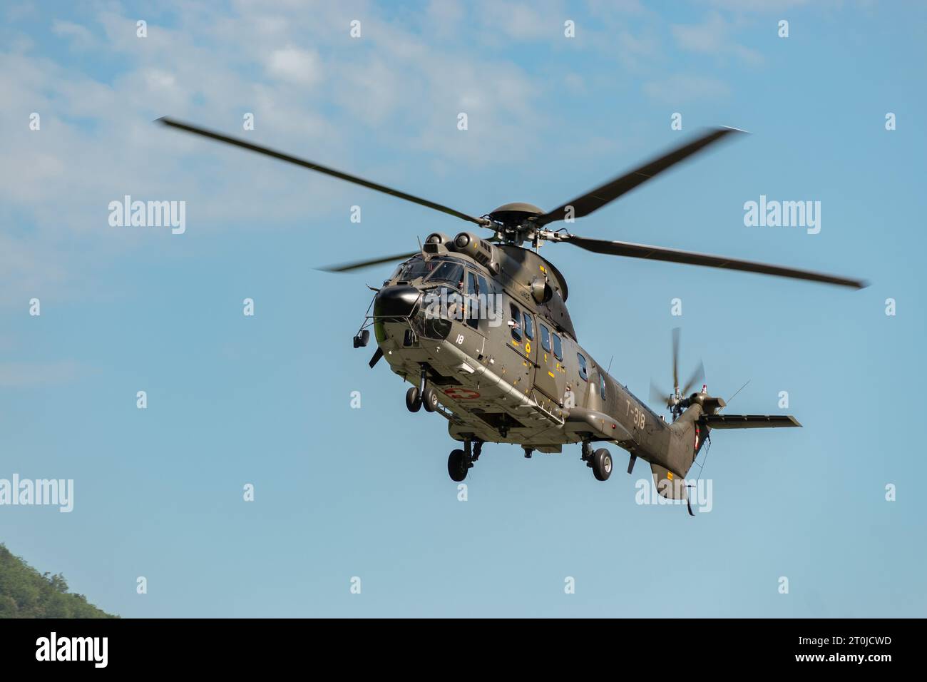 Mollis, Switzerland, August 18, 2023 Swiss military super puma ...