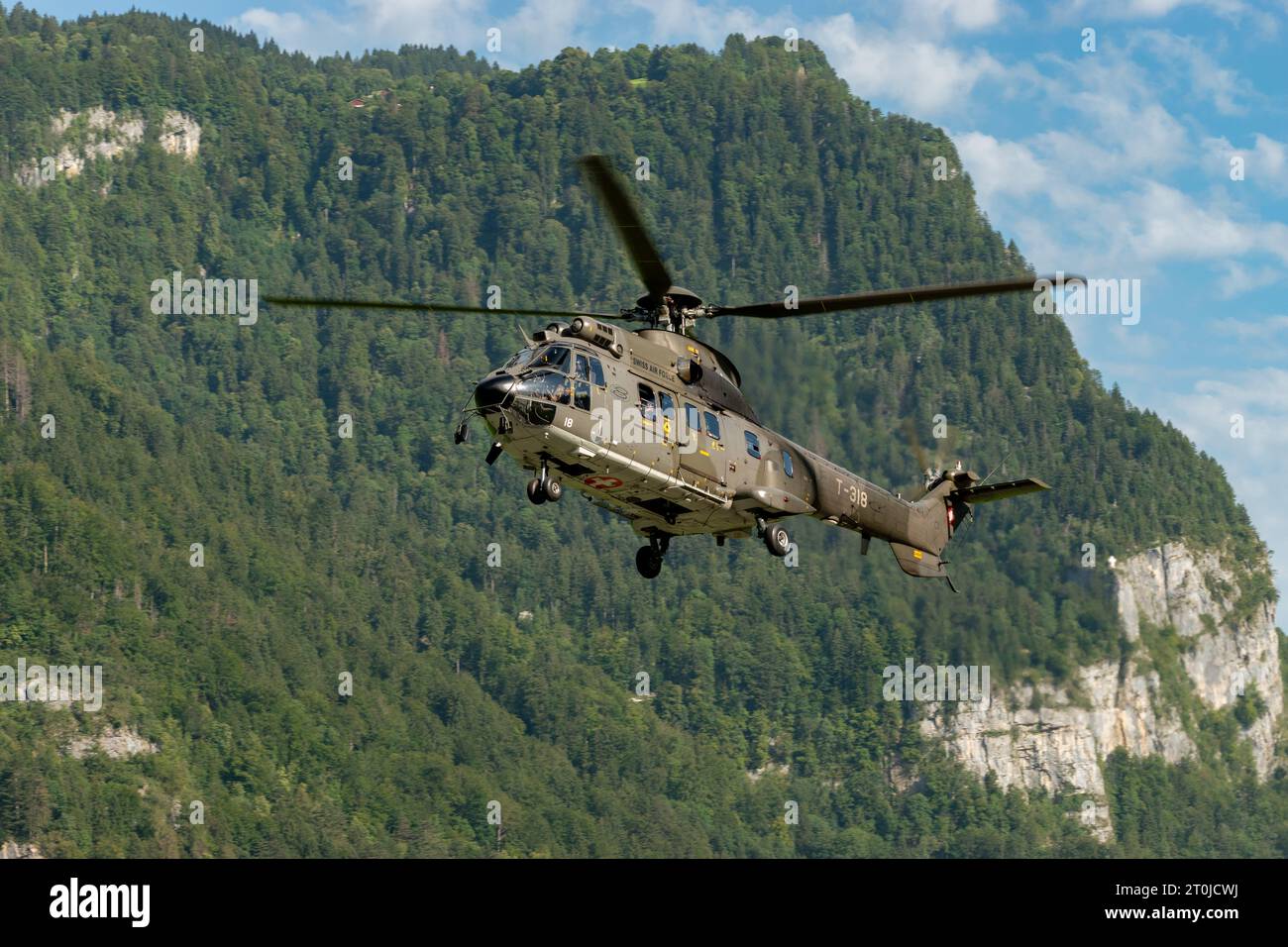 Mollis, Switzerland, August 18, 2023 Swiss military super puma ...