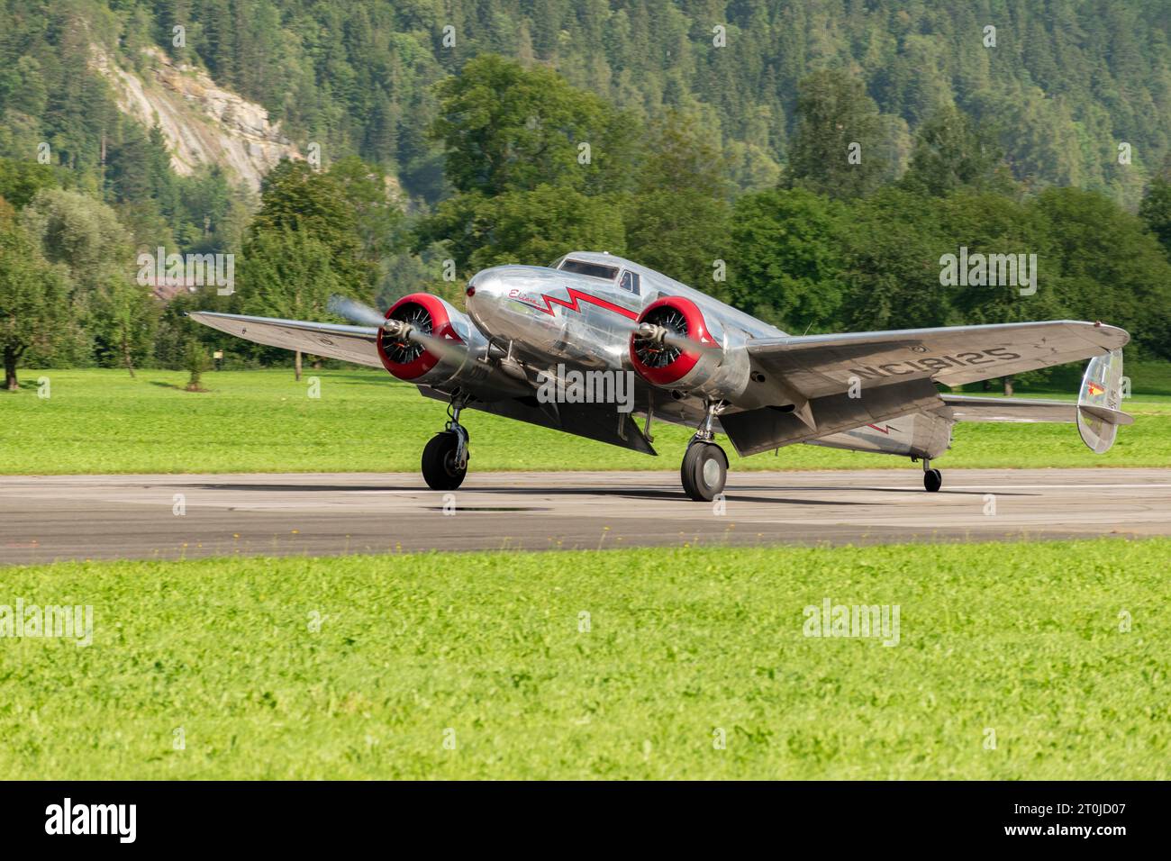 Mollis, Switzerland, August 18, 2023 NC-81125 Lockheed Model 12 Electra ...
