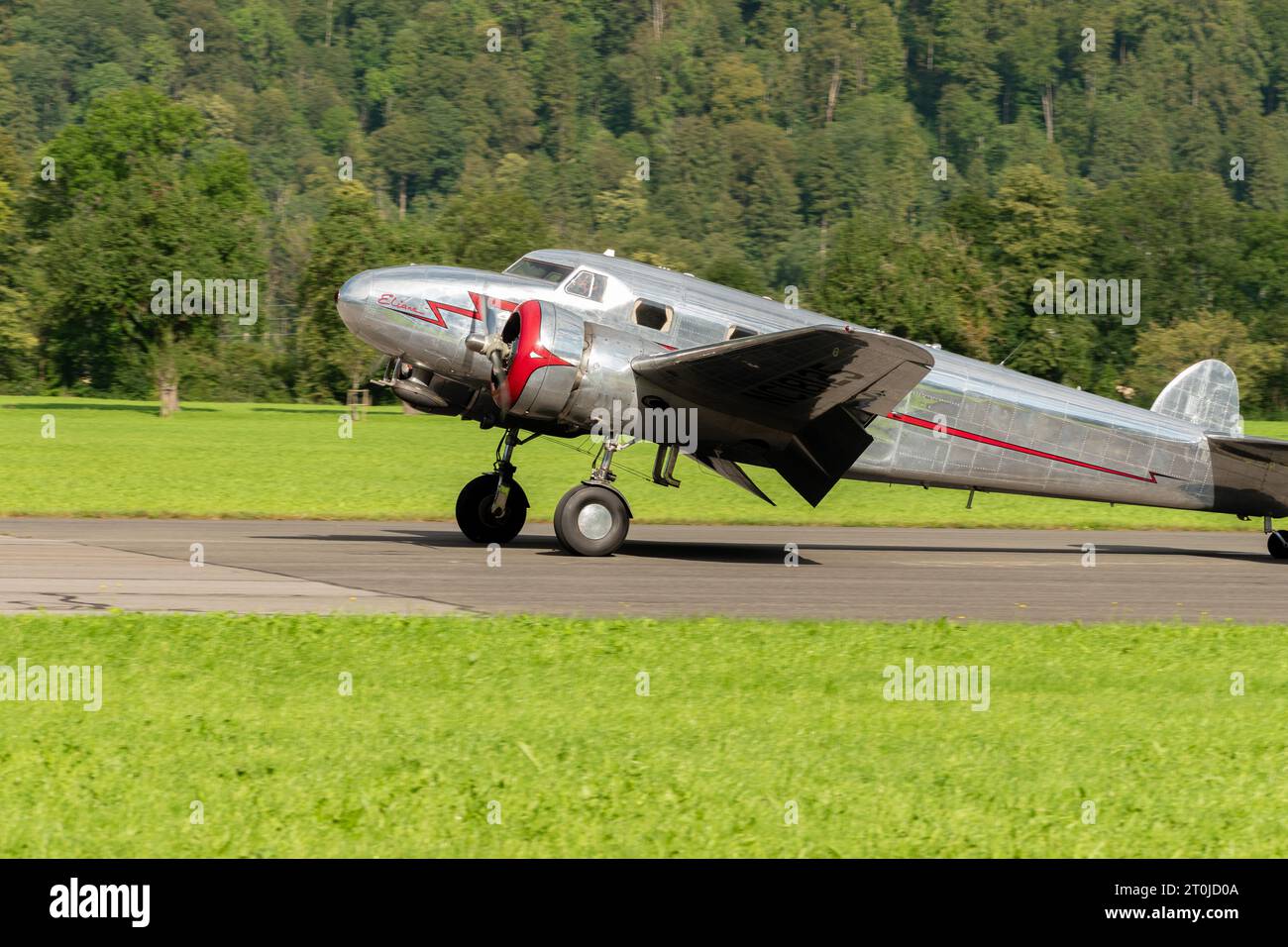 Mollis, Switzerland, August 18, 2023 NC-81125 Lockheed Model 12 Electra ...