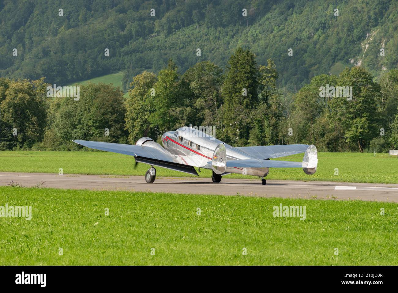 Mollis, Switzerland, August 18, 2023 NC-81125 Lockheed Model 12 Electra ...