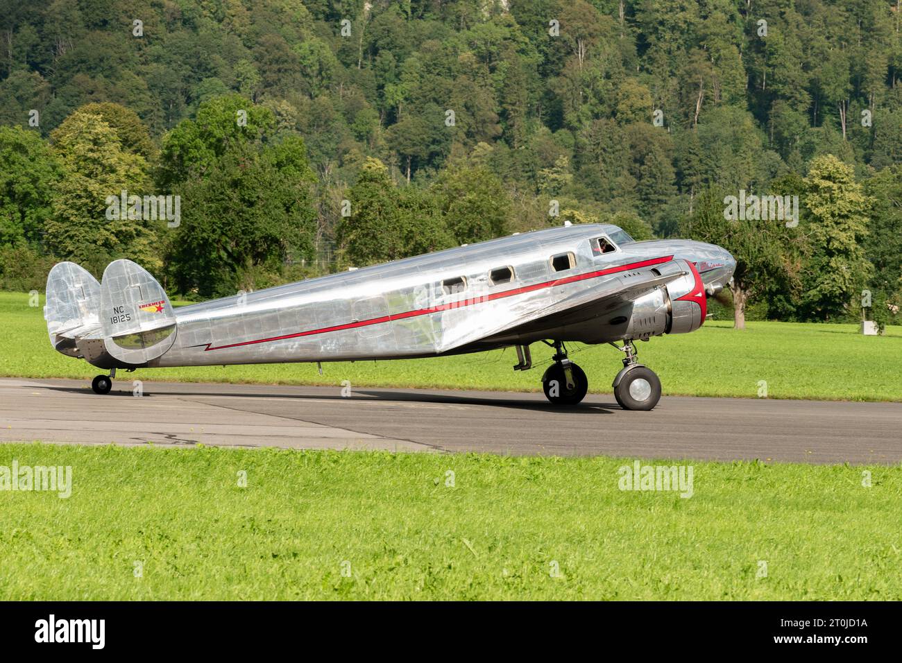 Mollis, Switzerland, August 18, 2023 NC-81125 Lockheed Model 12 Electra ...