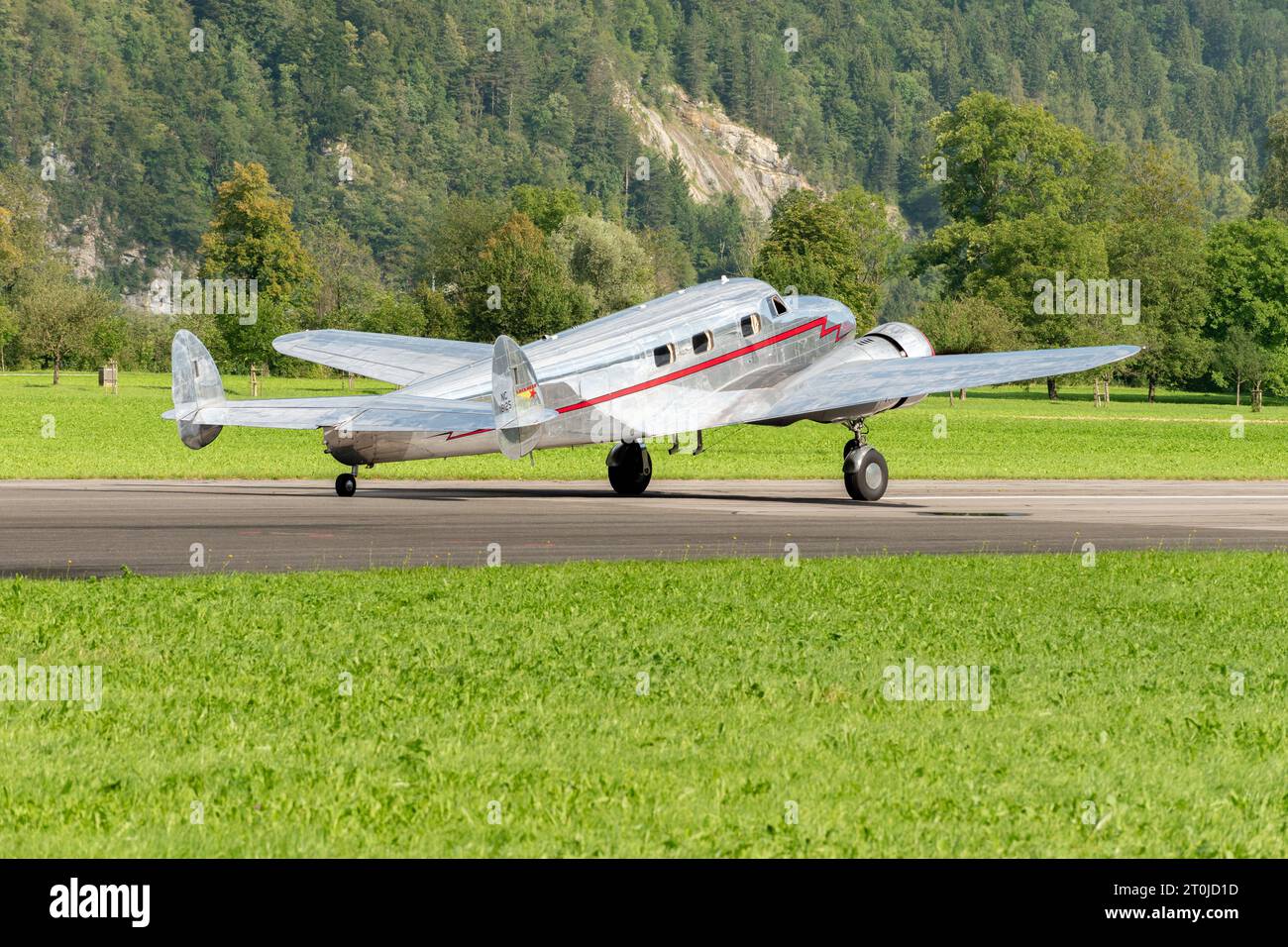 Mollis, Switzerland, August 18, 2023 NC-81125 Lockheed Model 12 Electra ...