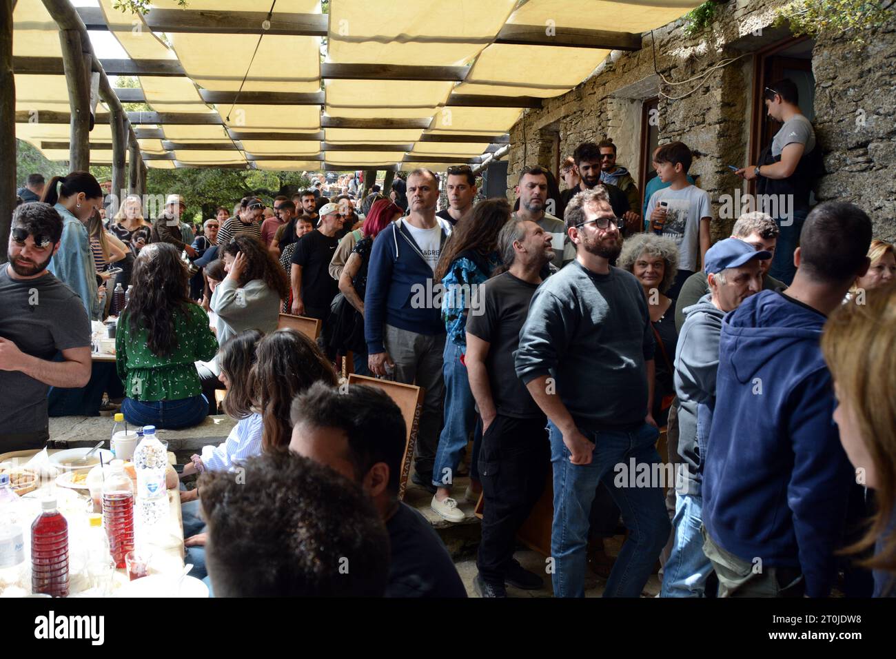 Greek villagers in a "blue zone" attending the panigiri (village ...