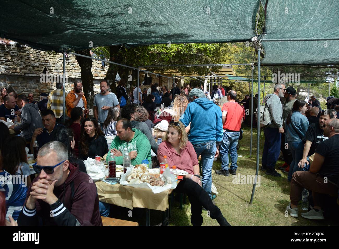 Greek villagers in a "blue zone" attending the panigiri (village ...