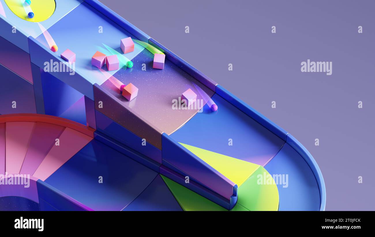 Colorful 3d marble race animation. Rainbow color marble run digital art ...
