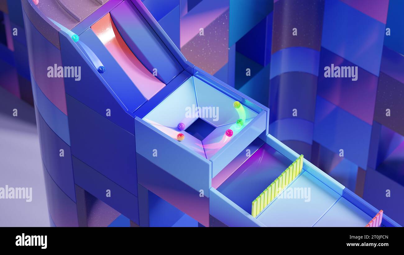 Colorful 3d marble race animation. Rainbow color marble run digital art ...