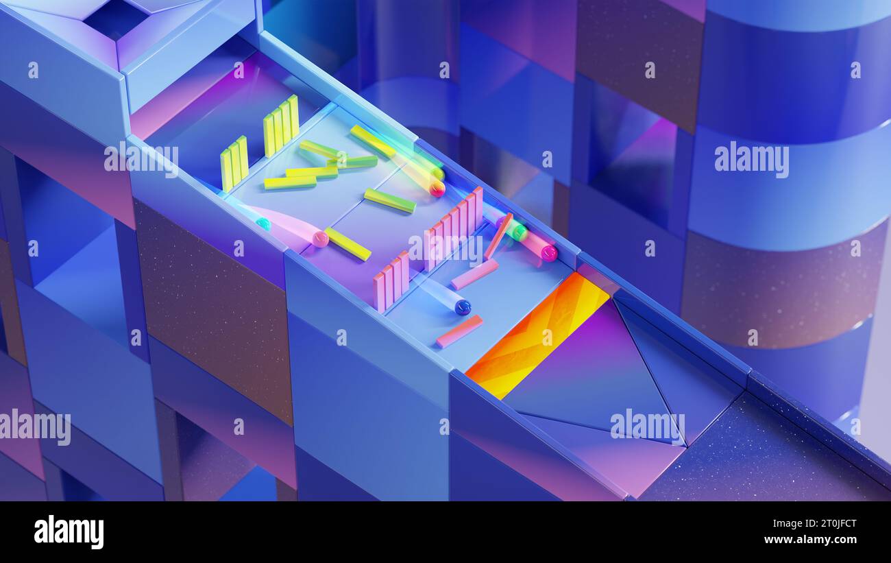 Colorful 3d marble race animation. Rainbow color marble run digital art ...