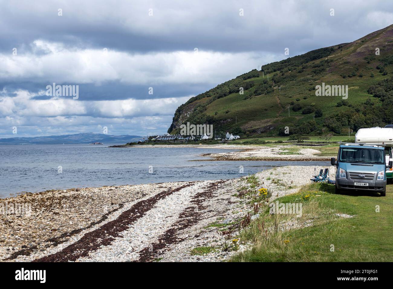 Camper and Twelve Apostles, Catacol, Isle of Arran, Firth of Clyde ...