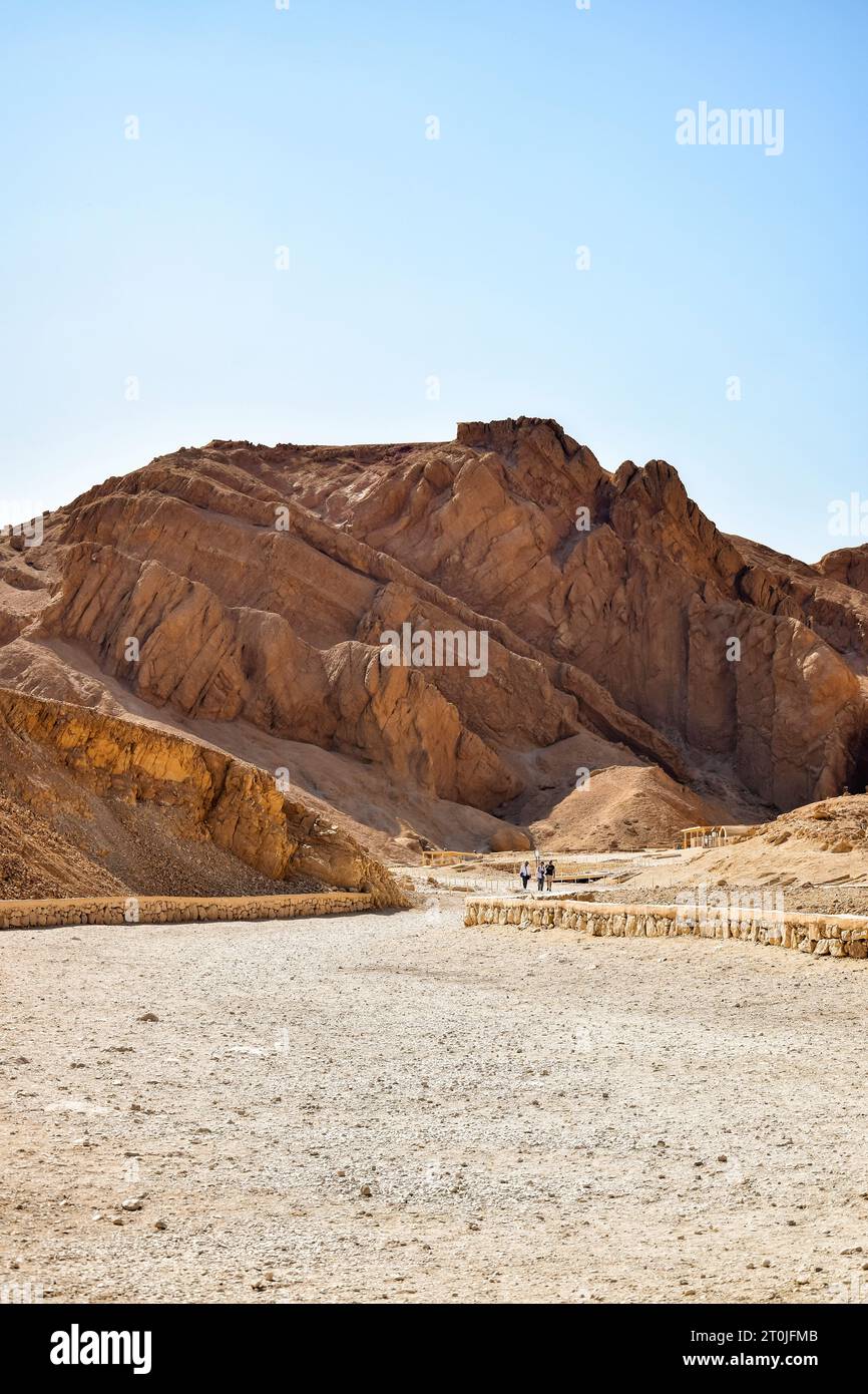 Tourists in the Valley of the Kings, Egypt, Africa. Desert landscape ...
