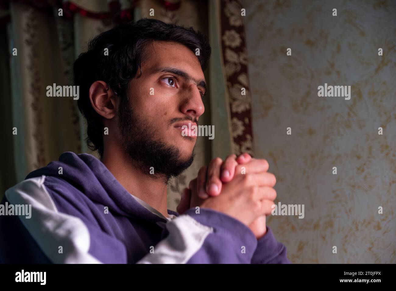muslim male rising his hands to pray for allah and asking for ...