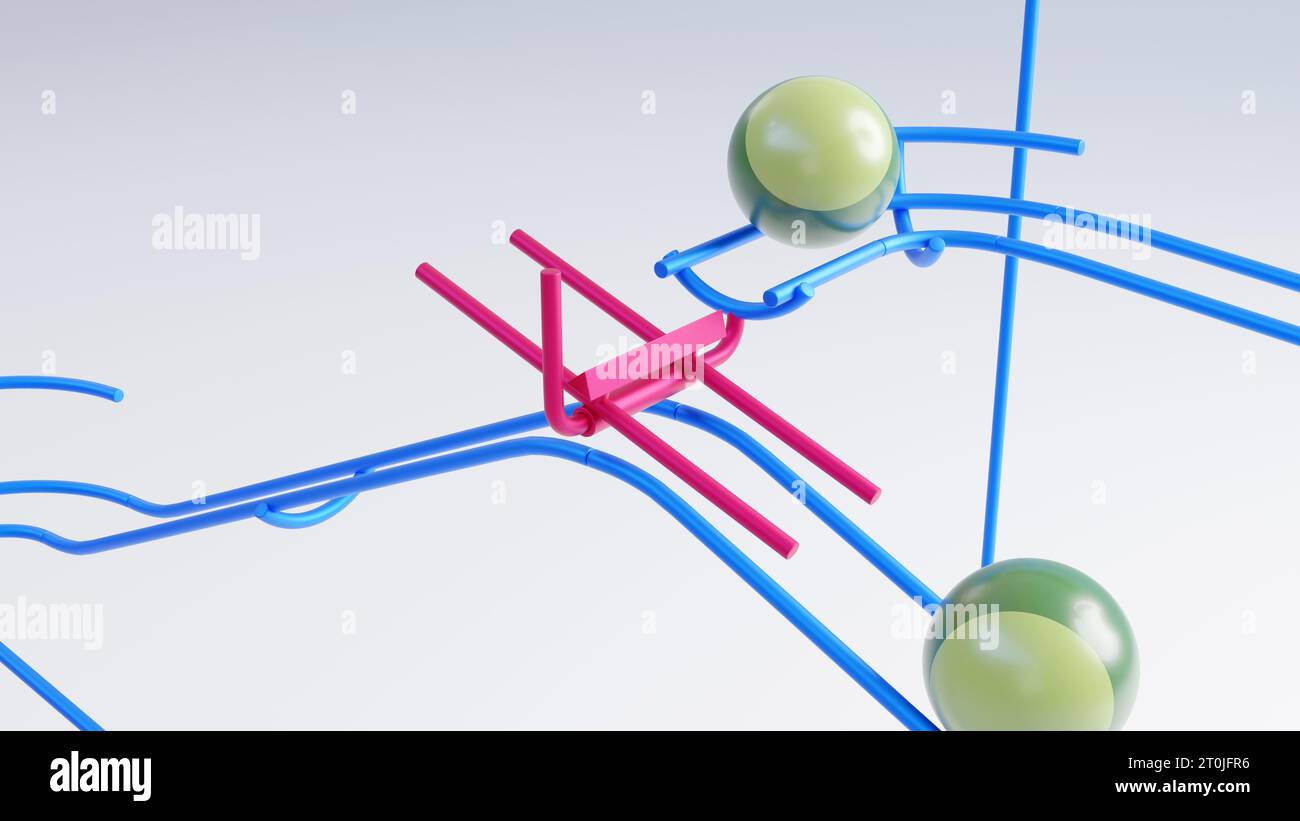 Colorful steel track rolling ball sculpture with plain background ...