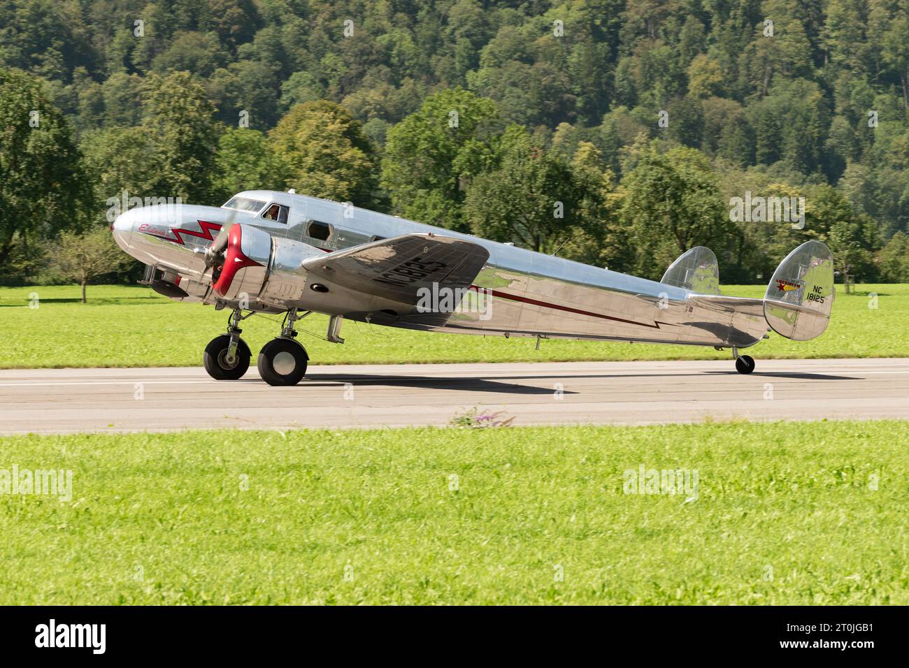 Mollis, Switzerland, August 18, 2023 NC-18125 Lockheed Model 12 Electra ...