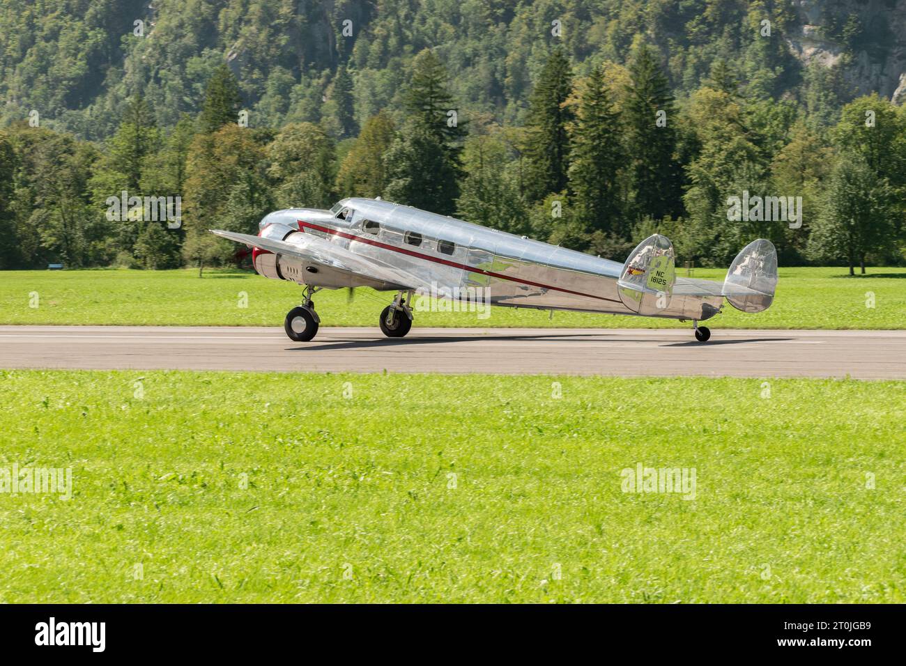 Mollis, Switzerland, August 18, 2023 NC-18125 Lockheed Model 12 Electra ...