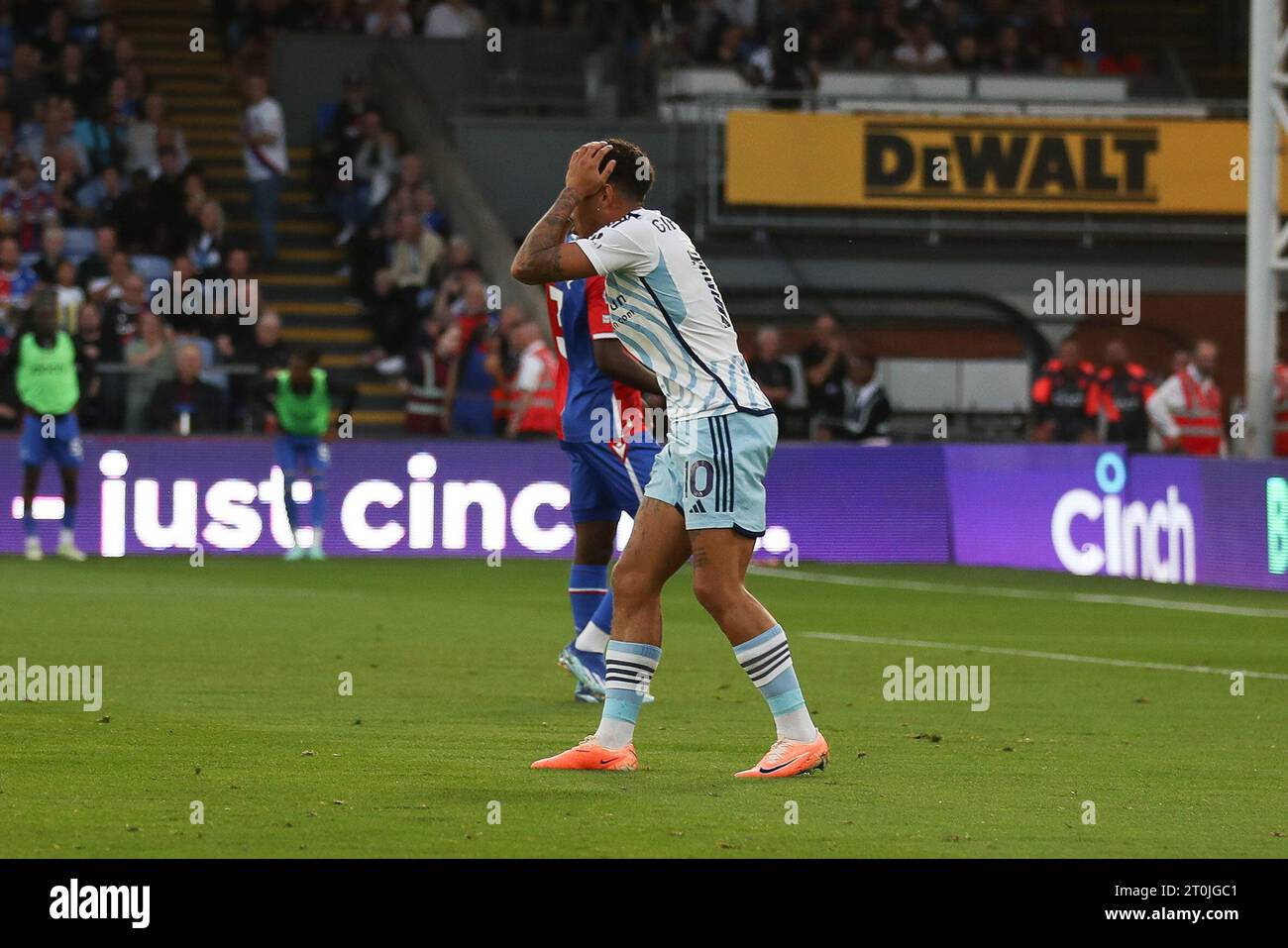 London, UK. 07th Oct, 2023. A disappointed Morgan Gibbs-White of ...