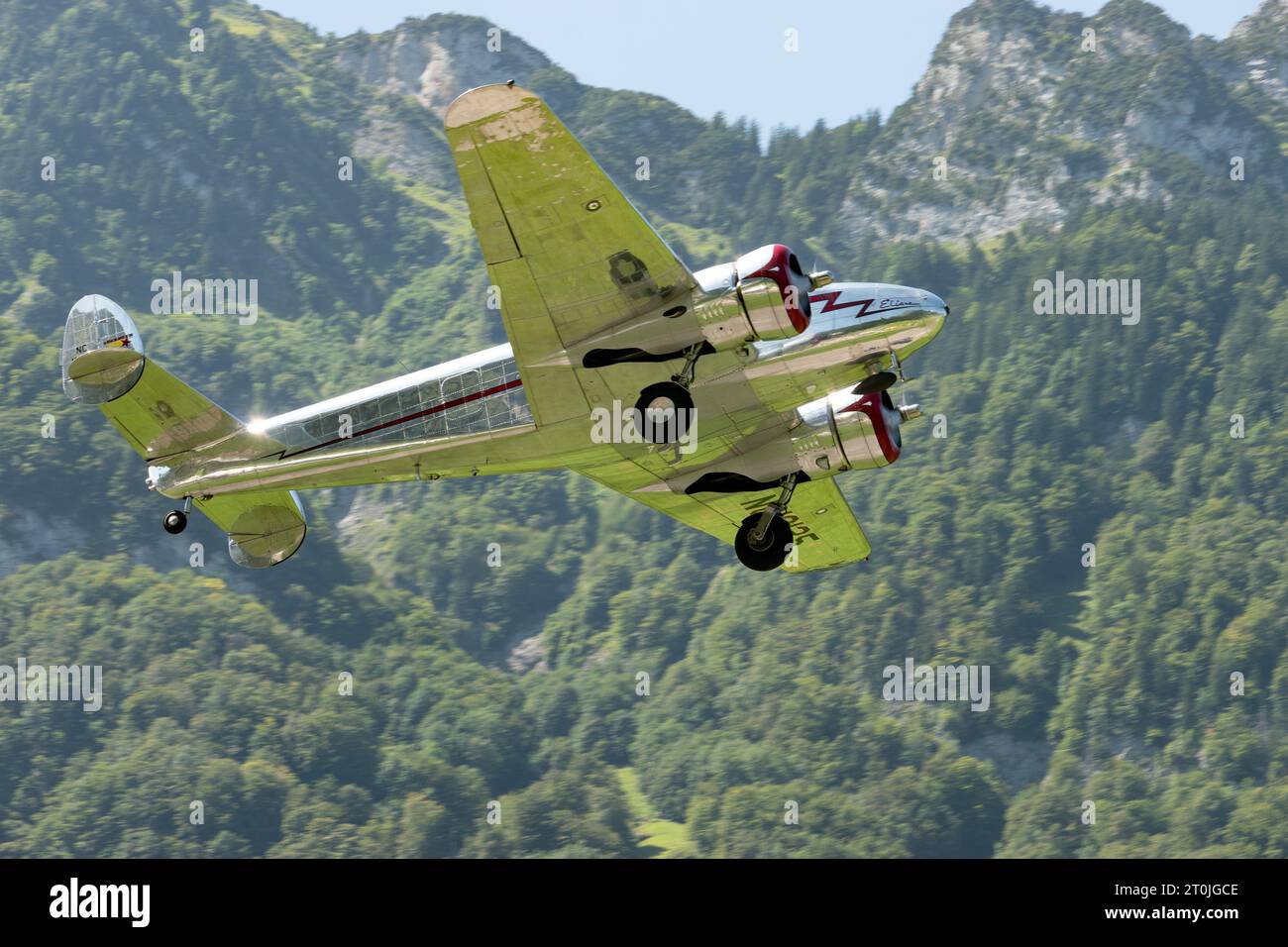 Mollis, Switzerland, August 18, 2023 NC-18125 Lockheed Model 12 Electra ...