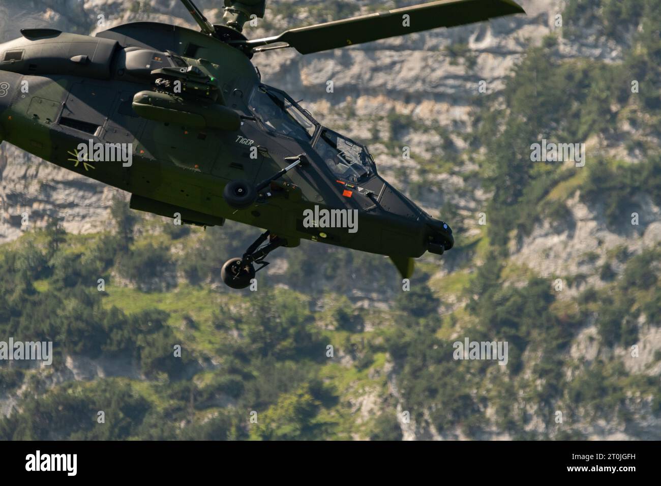 Mollis, Switzerland, August 18, 2023 Airbus Helicopter Tiger UHT is ...