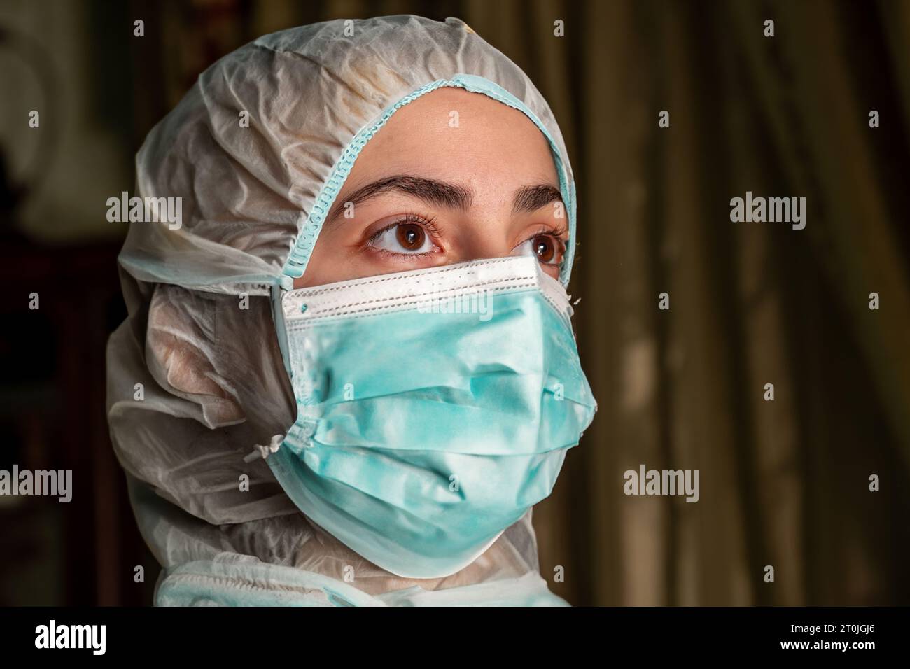 Muslim woman wearing mask and praying for allah to protect her from ...