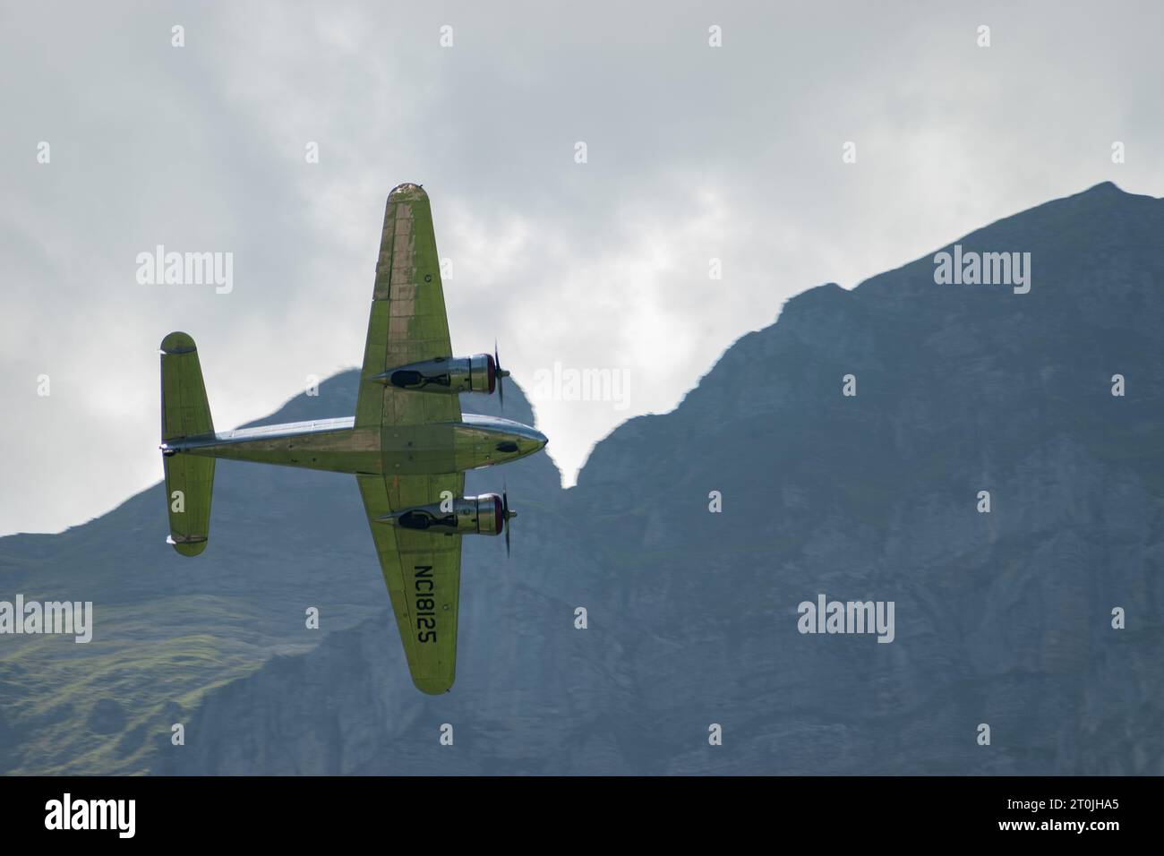 Mollis, Switzerland, August 18, 2023 NC-18125 Lockheed Model 12 Electra ...