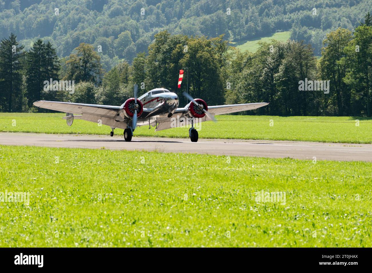 Mollis, Switzerland, August 18, 2023 NC-18125 Lockheed Model 12 Electra ...