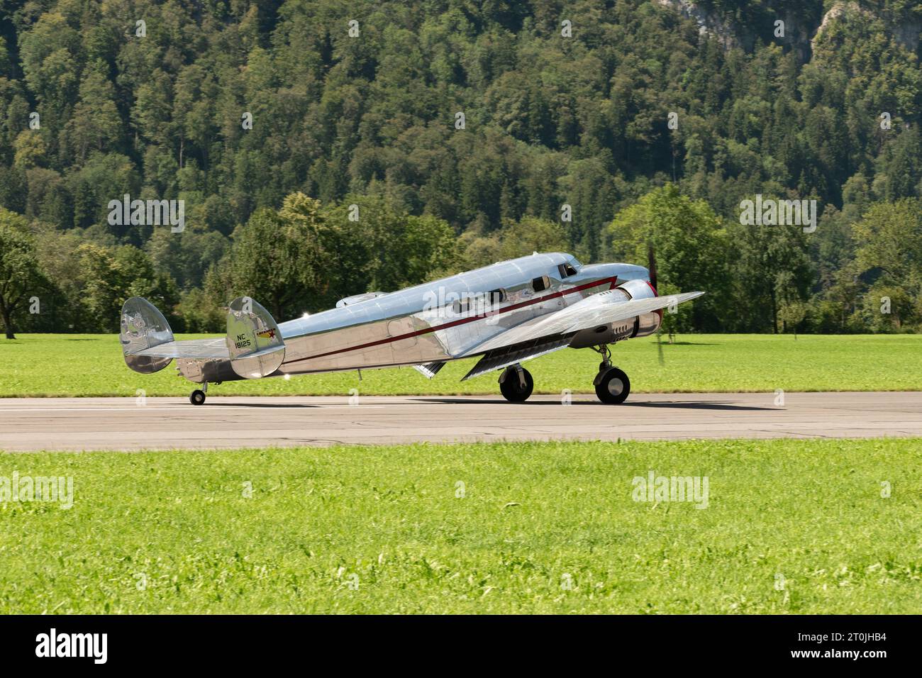 Mollis, Switzerland, August 18, 2023 NC-18125 Lockheed Model 12 Electra ...