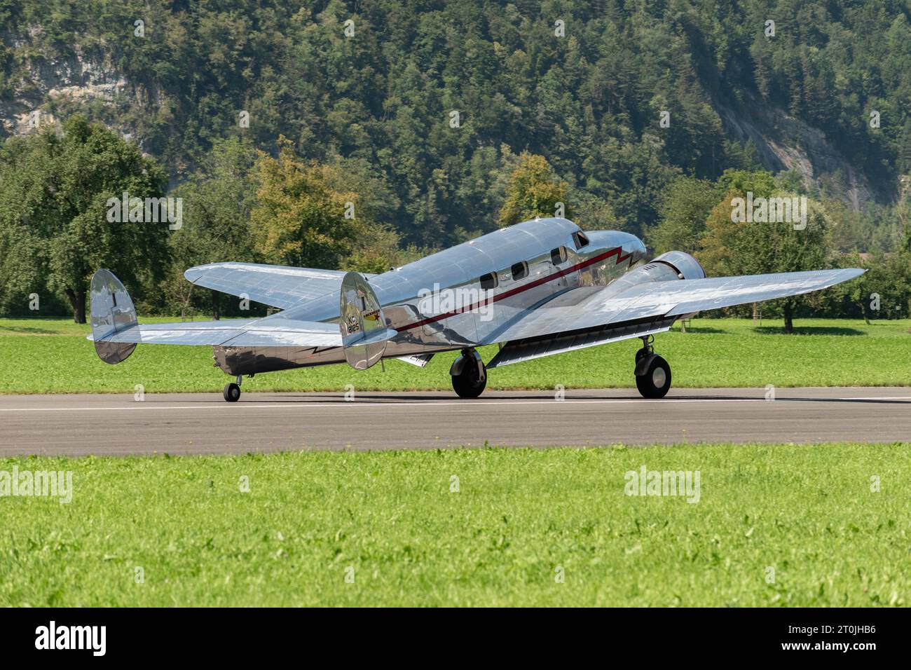 Mollis, Switzerland, August 18, 2023 NC-18125 Lockheed Model 12 Electra ...
