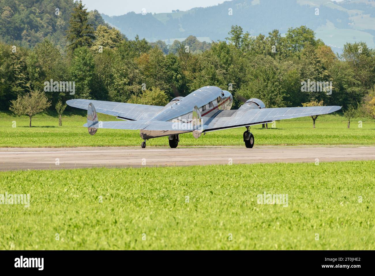Mollis, Switzerland, August 18, 2023 NC-18125 Lockheed Model 12 Electra ...