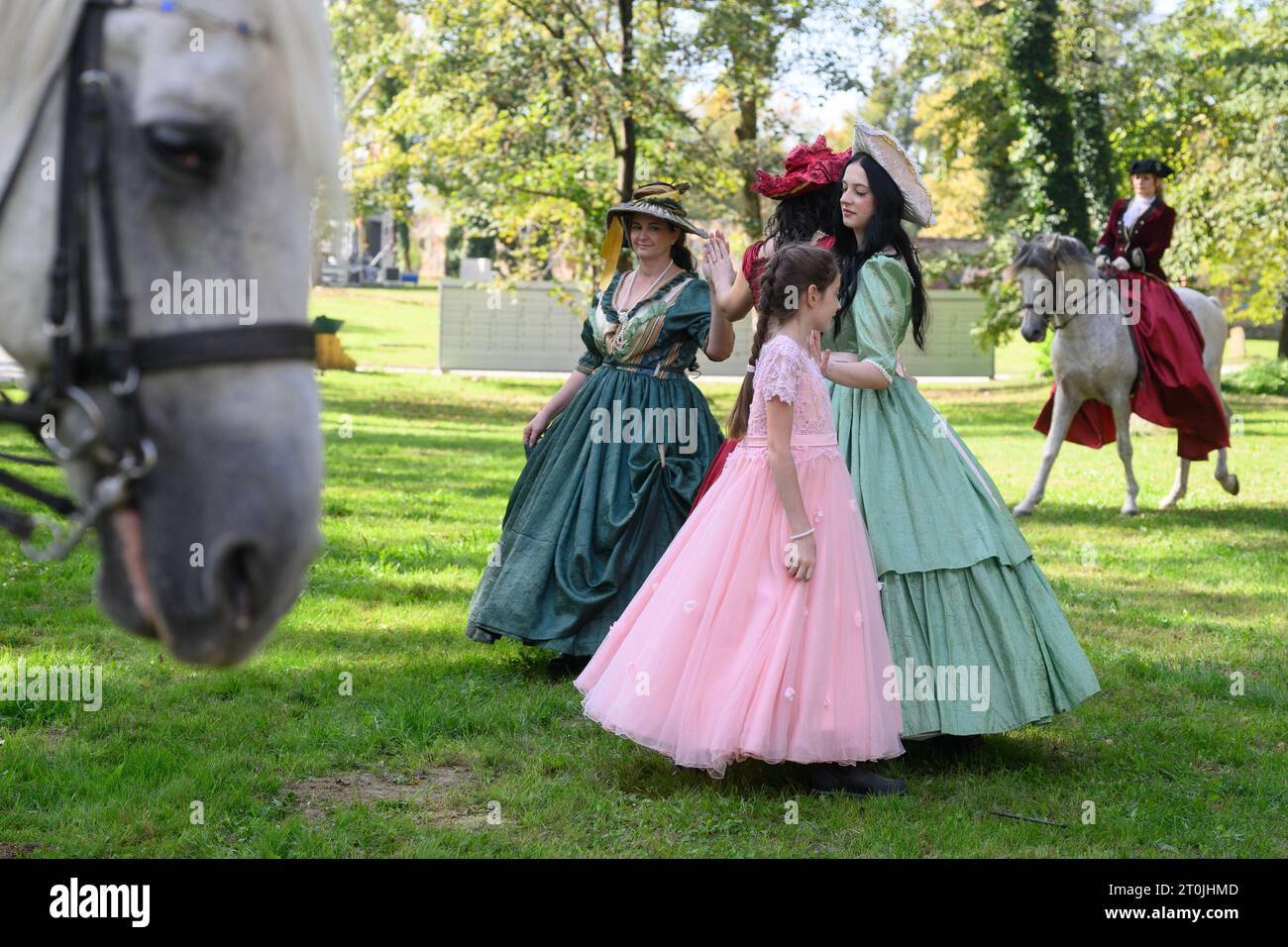 Zapresic, Croatia. 07th Oct, 2023. Woman dressed in crinolines dance ...