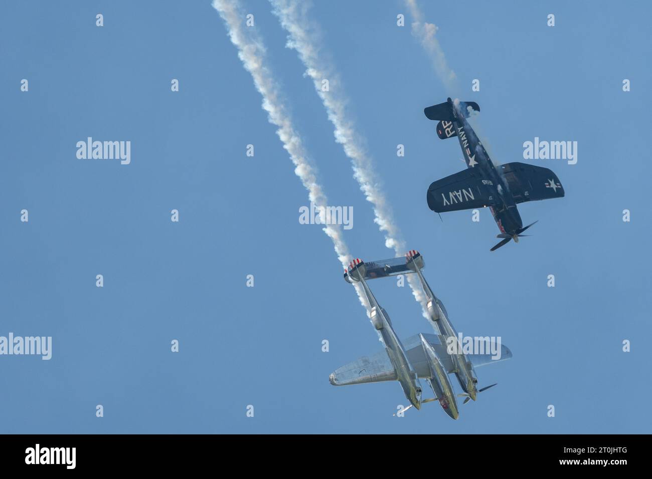 Mollis, Switzerland, August 18, 2023 Lockheed P-38L Lightning and a ...