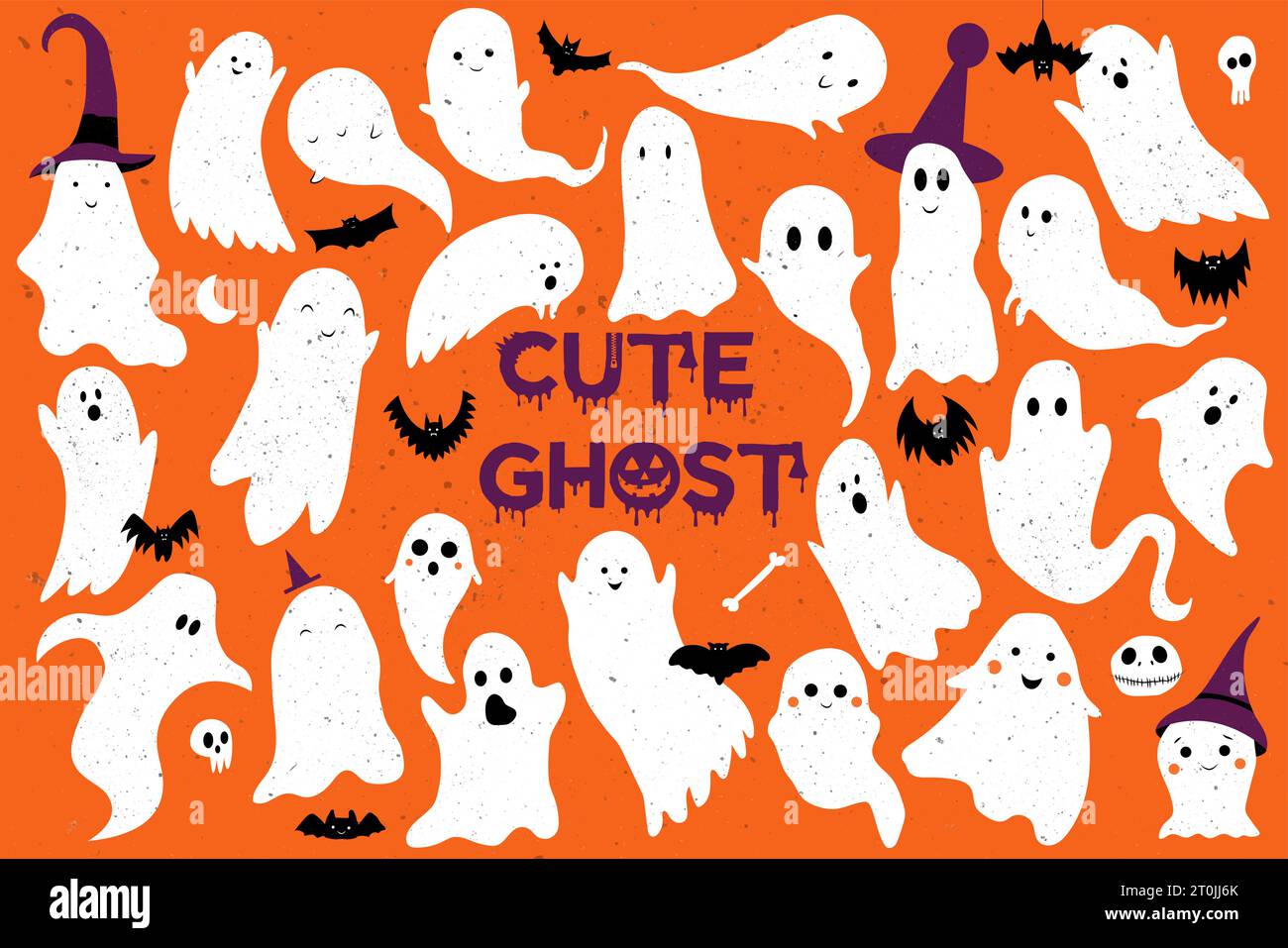 Little cute ghosts collection. Cute Ghost Vector Illustrations for Kids ...