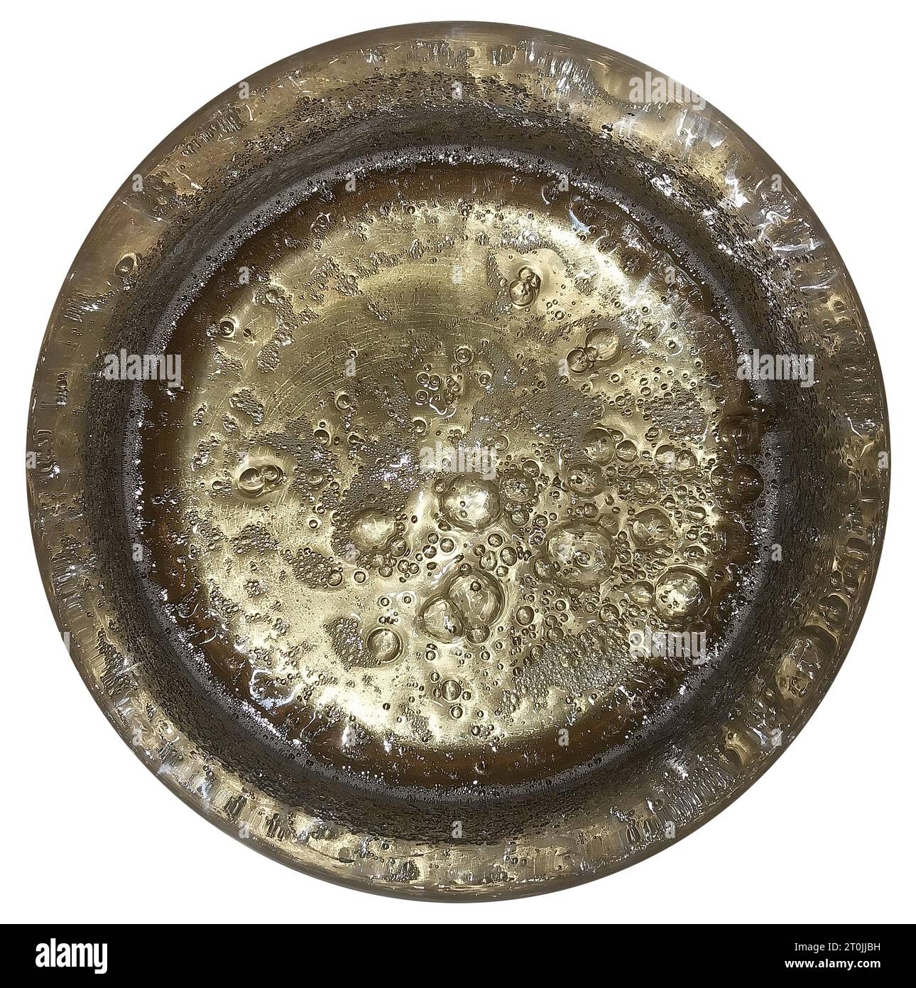 texture of boiling gold or champagne or golden plate isolated on white ...