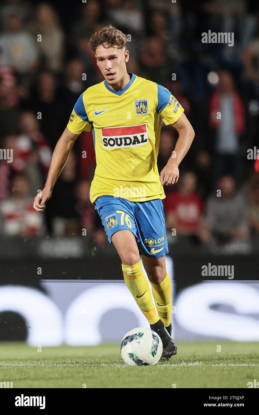 Westerlo, Belgium. 07th Oct, 2023. Westerlo's Lucas Stassin pictured in ...