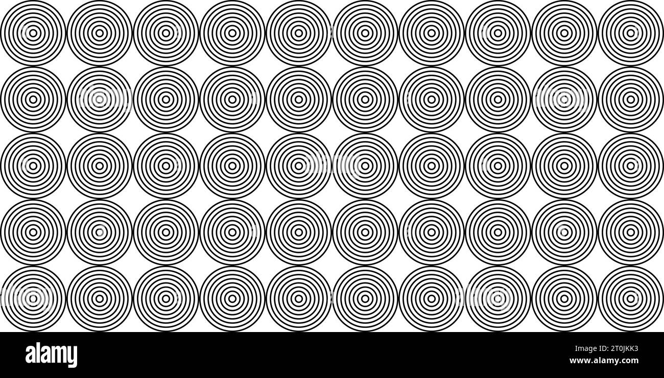 Geometric seamless pattern with black and white linear circles or dots ...