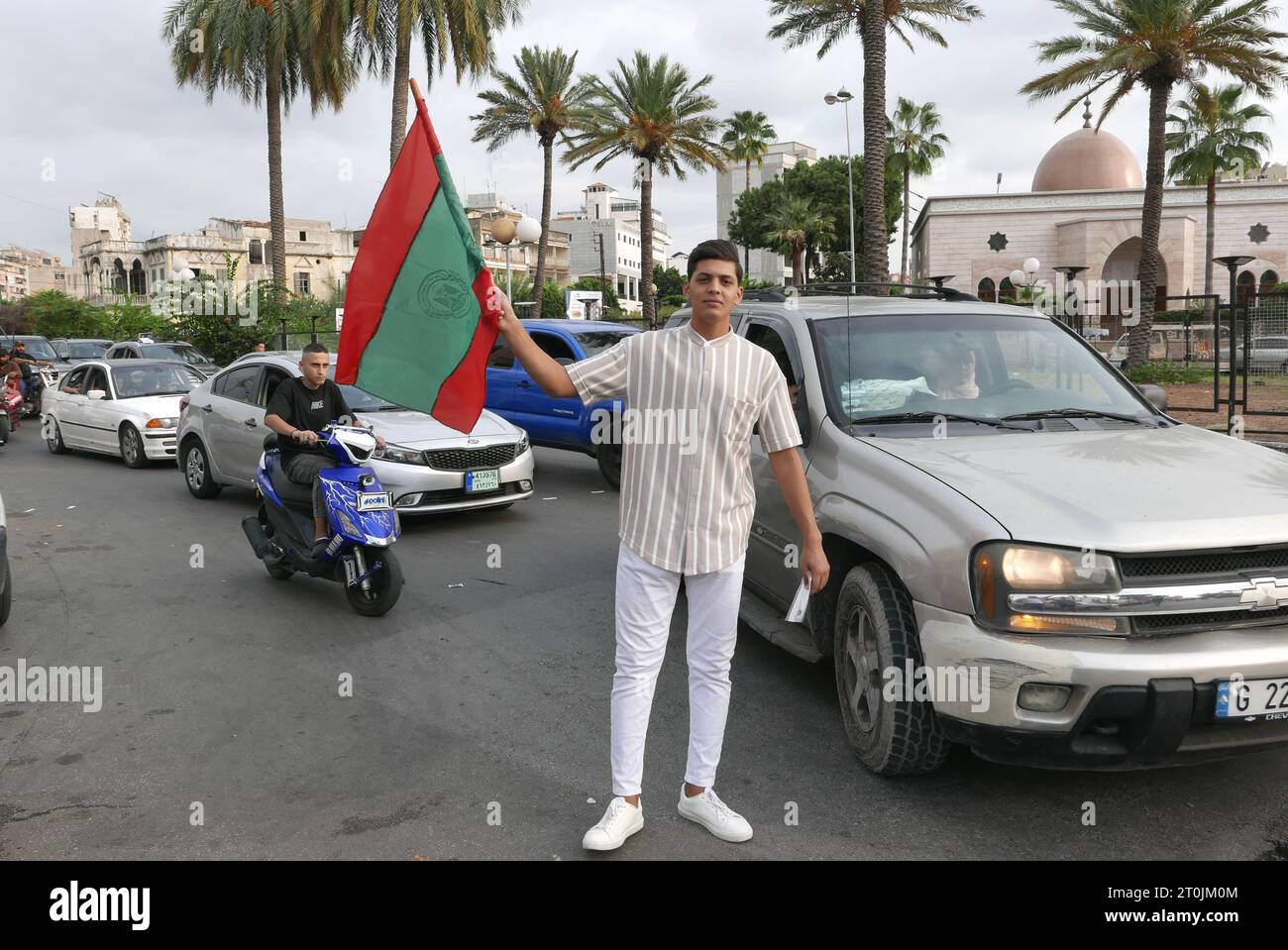 Saida, Lebanon. 07th Oct, 2023. Activist celebrates Hamas' attack to ...