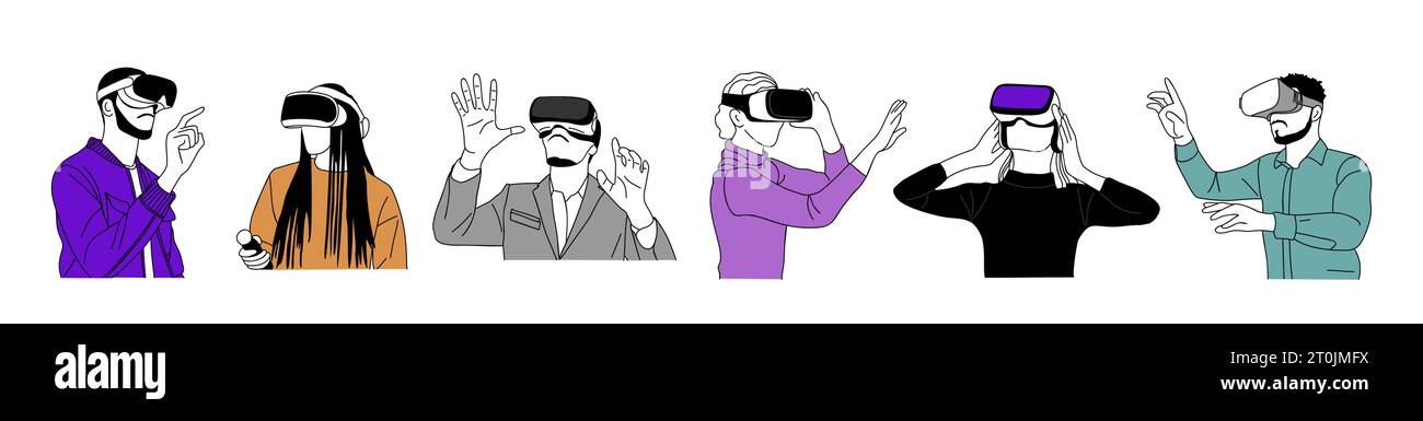 Set of different Person using VR headset vector Stock Vector Image ...