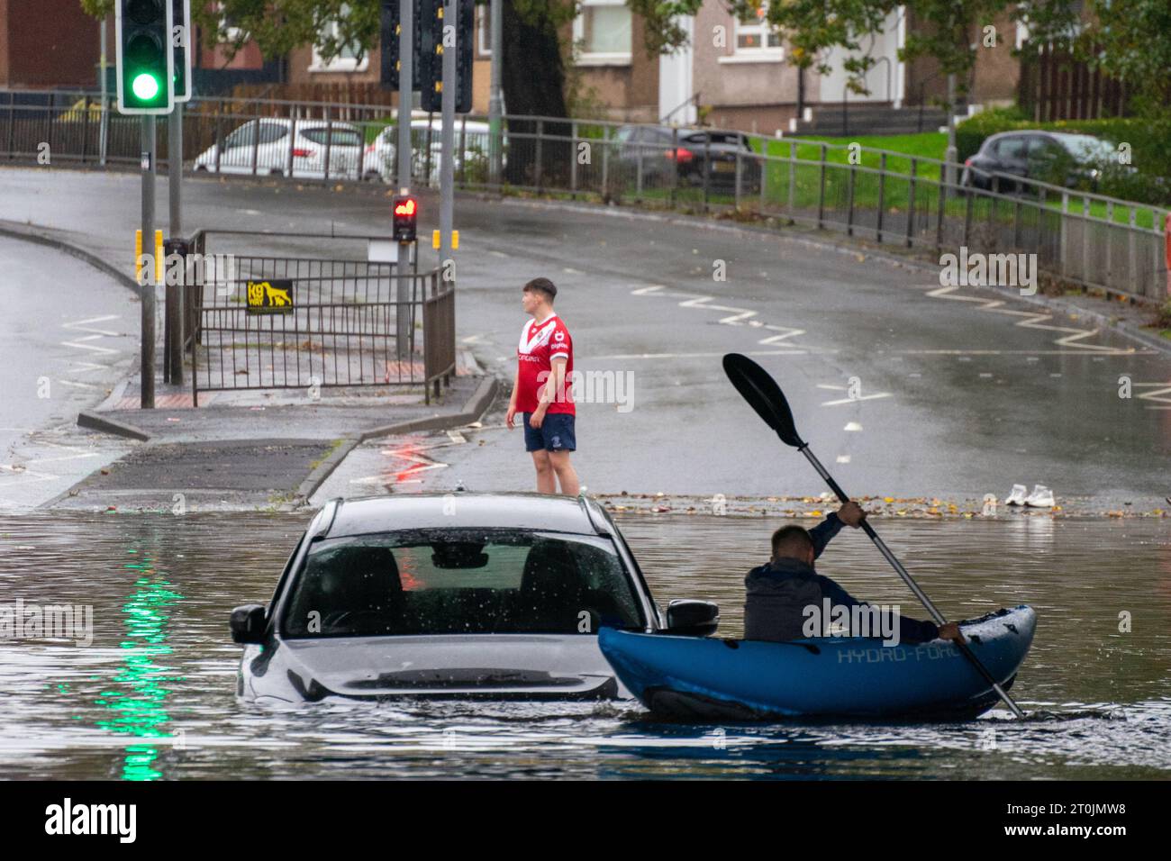 Glasgow, Scotland, UK. 07th October 2023, Glasgow, Flooding causes ...