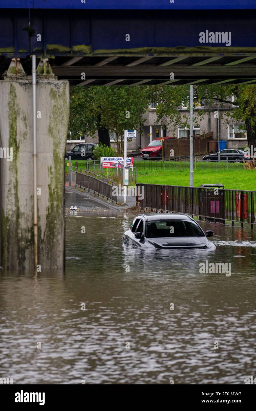 Glasgow, Scotland, UK. 07th October 2023, Glasgow, Flooding causes ...