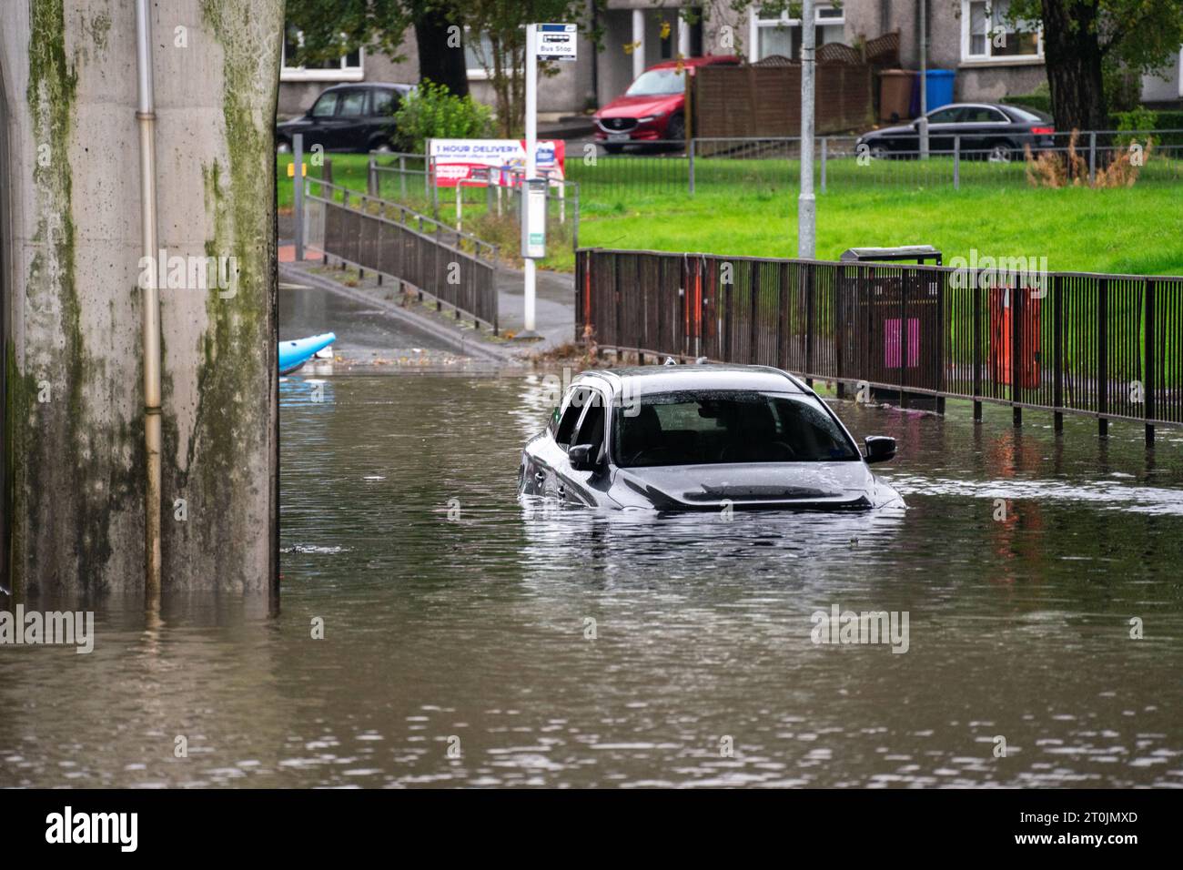 Glasgow, Scotland, UK. 07th October 2023, Glasgow, Flooding causes ...